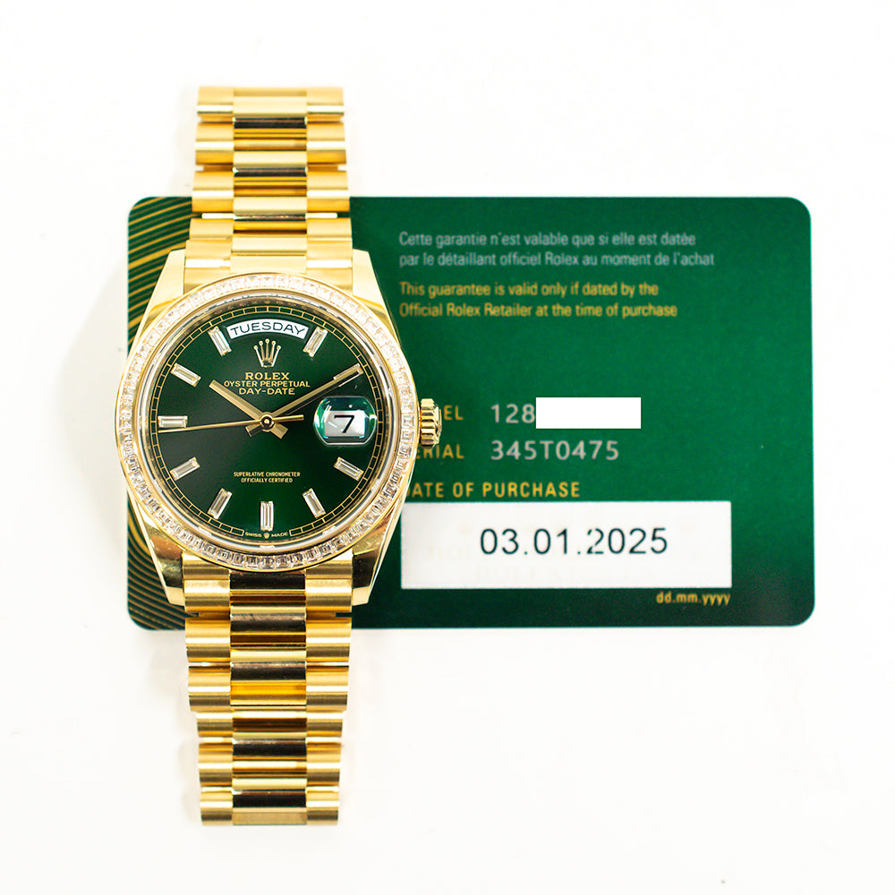 Day-Date President 36mm Diamond Bezel Yellow Gold 128398TBR – Golden ...