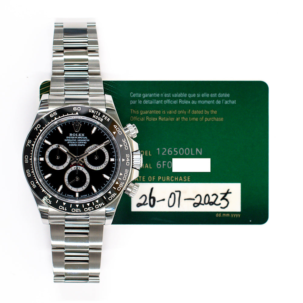 Daytona Steel Ceramic Bezel 126500LN – Golden Anvil Jewelers
