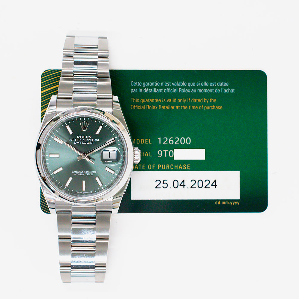 Datejust 36mm Domed Bezel Steel 126200 – Golden Anvil Jewelers